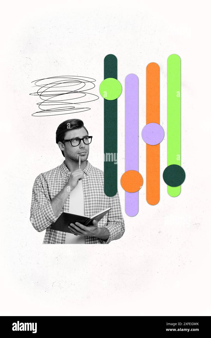 Composite artwork collage image picture of black white colors guy ...