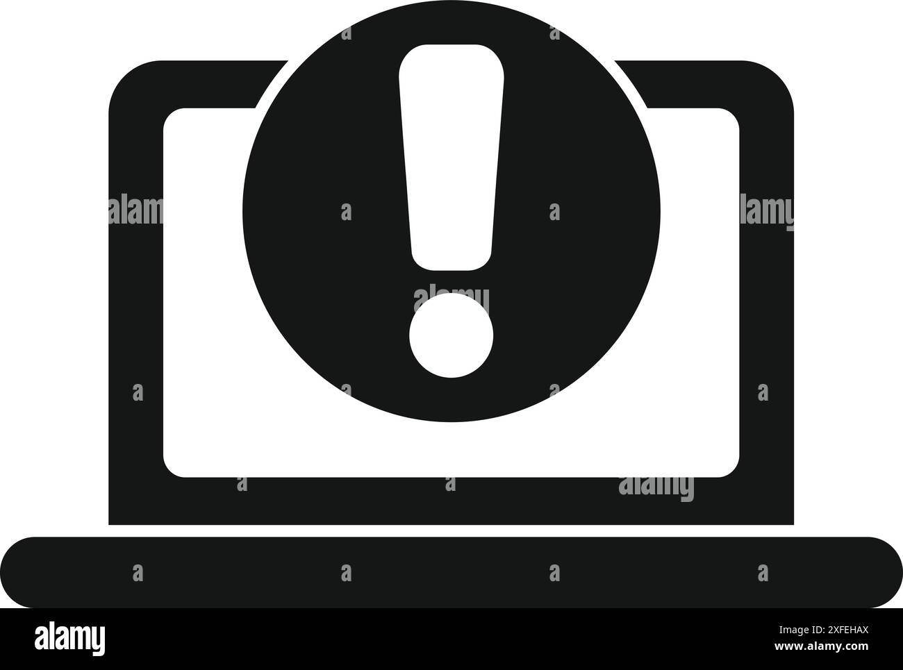 Laptop showing warning sign icon in simple style on a white background ...
