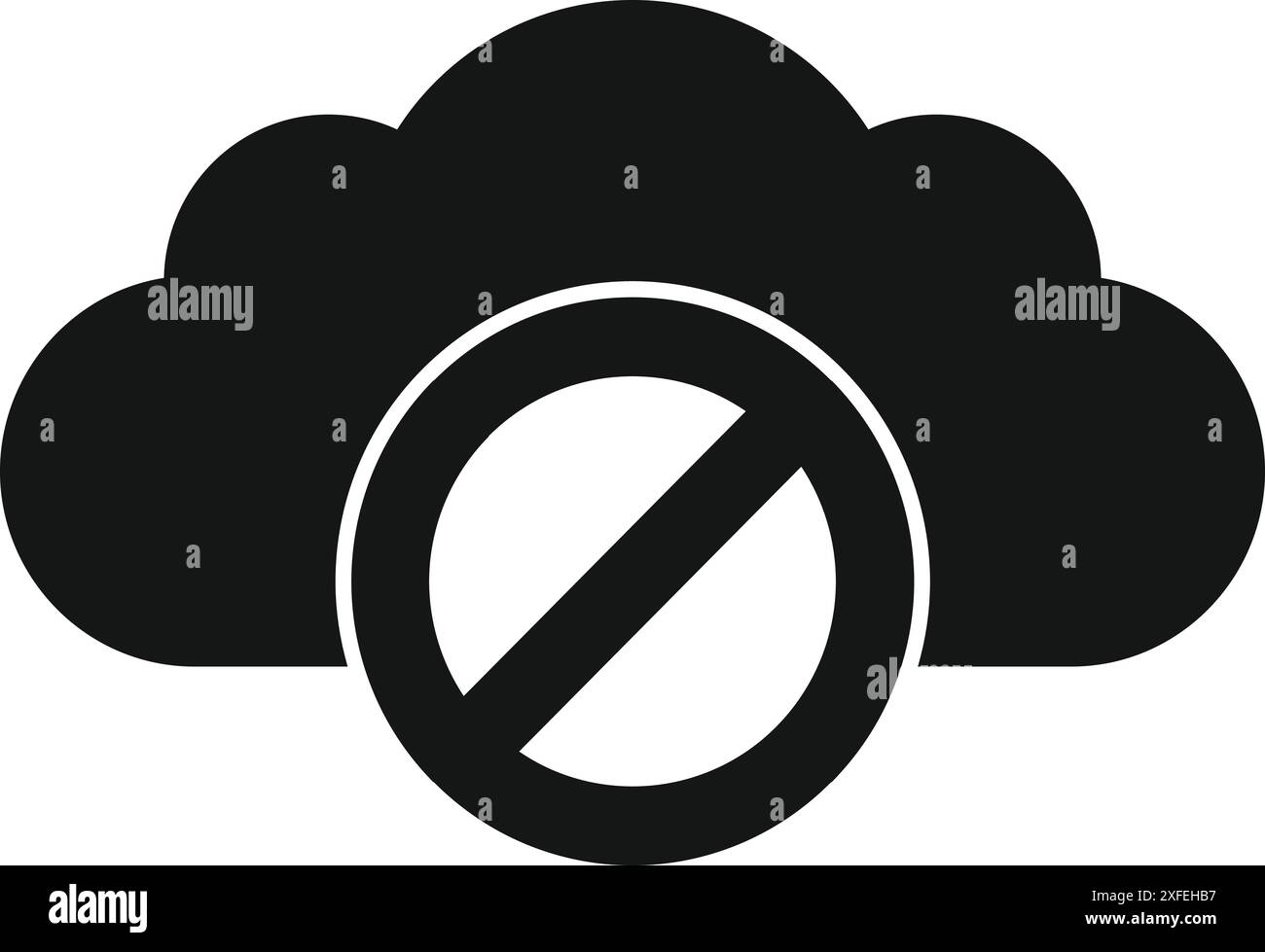 Black and white icon of a stop sign blocking a cloud, representing the ...