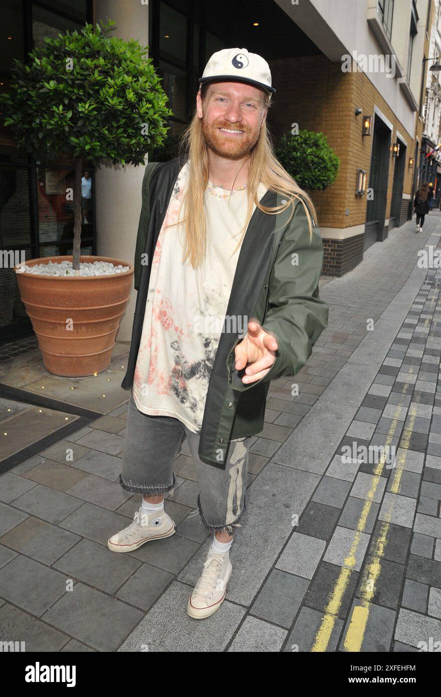 London, UK. 02nd July, 2024. Sam Ryder spotted out & about, walking ...