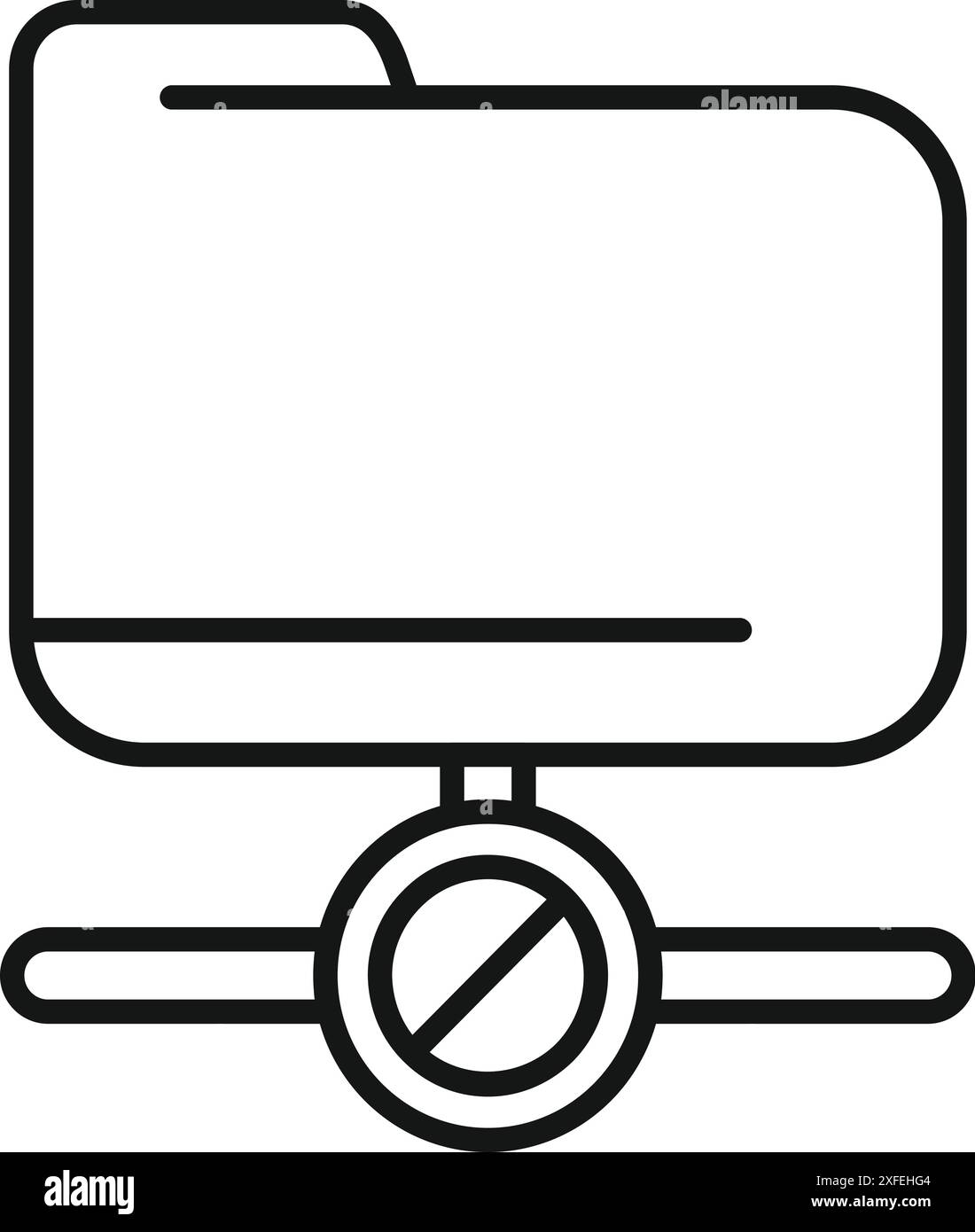 Closed folder icon is being blocked from being shared, representing the concept of restricted ...