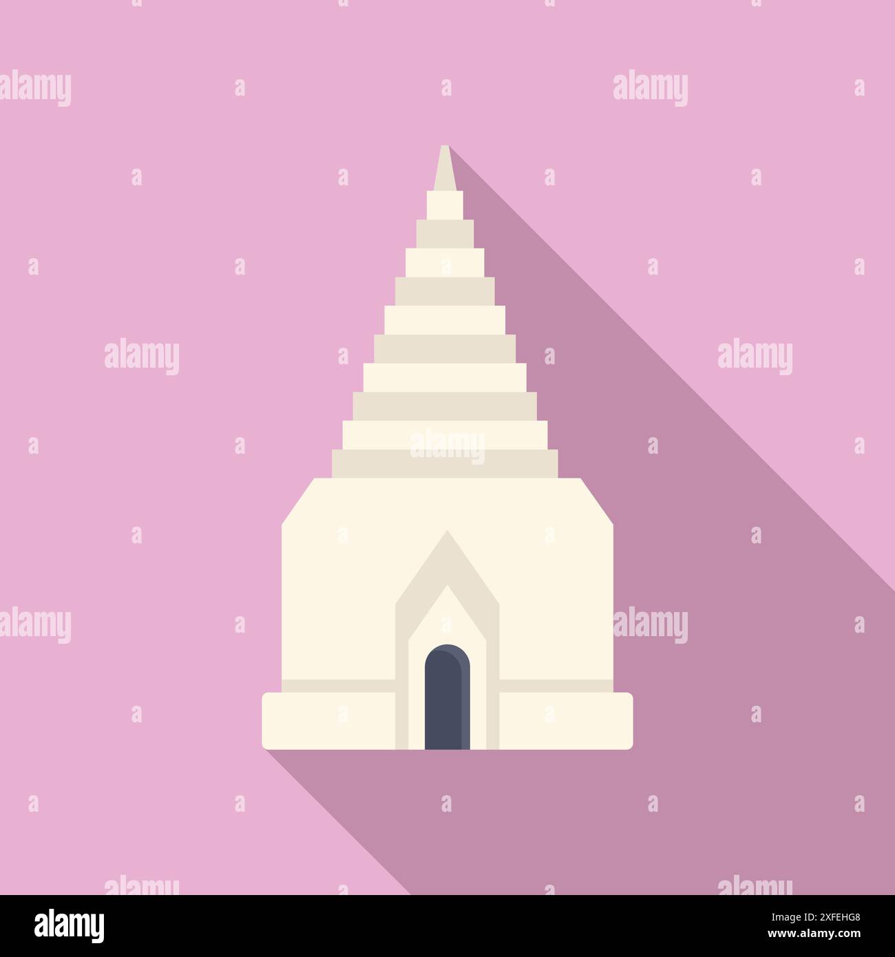 Simple flat design icon of a white pagoda, a tiered tower typical of ...