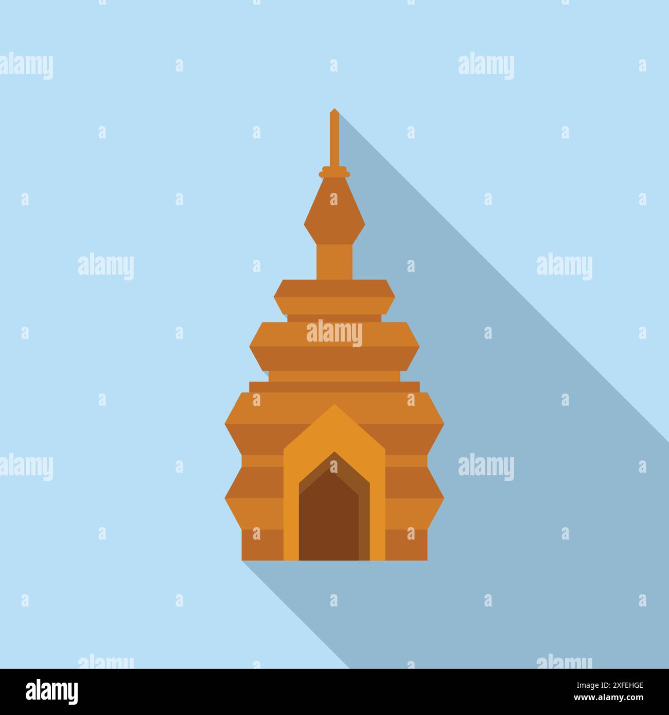 Illustration featuring an ancient pagoda building representing ...