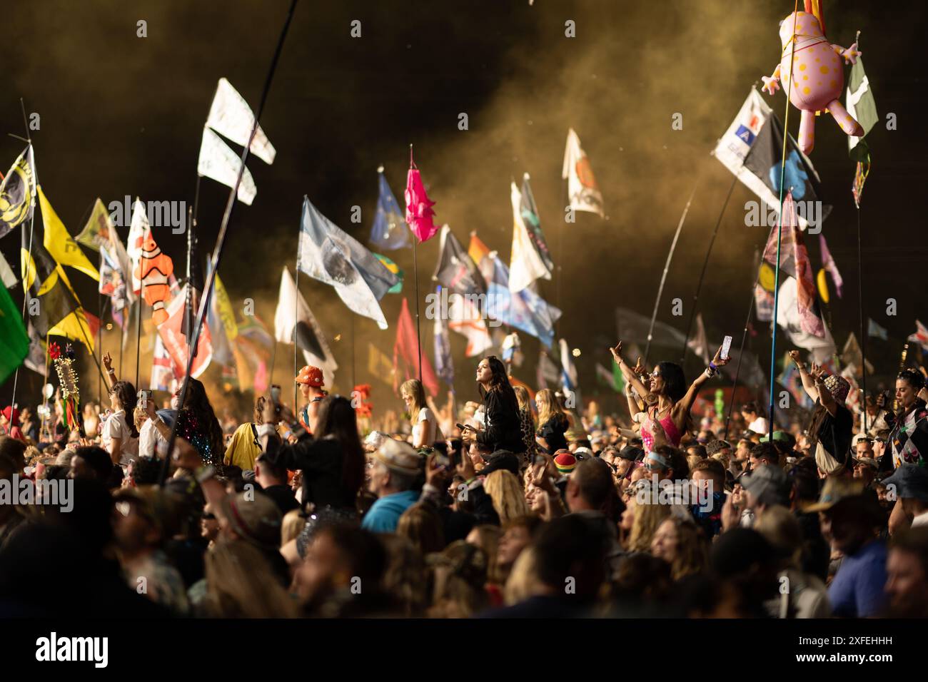 crowd at Coldplay live at Glastonbury Festival 2024 headliner at the ...