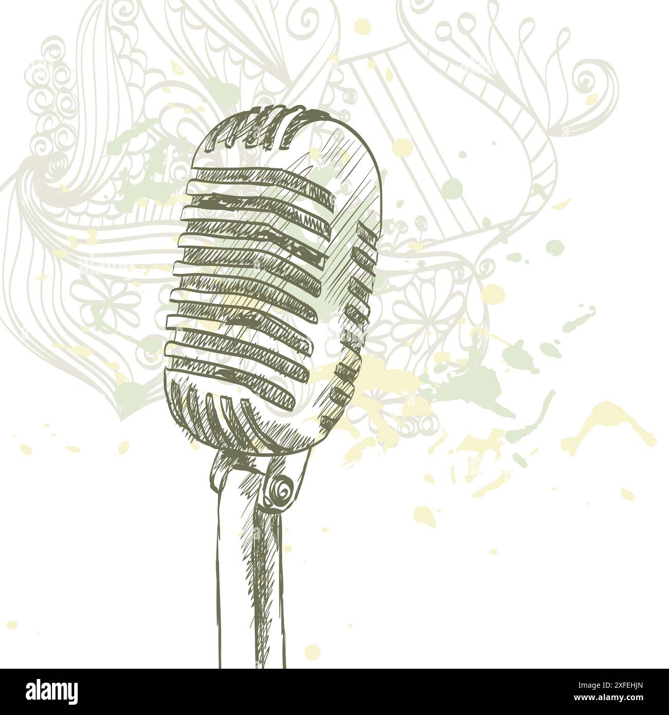 Sketch studio microphone. Vector hand drawn illustration Stock Vector ...