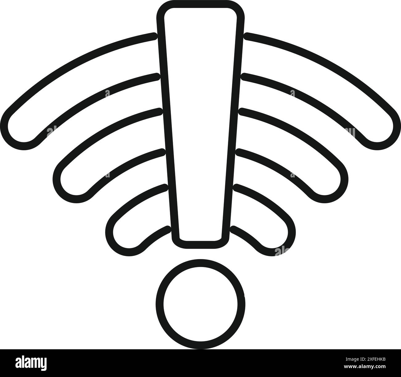 Outline icon of a wifi signal showing an exclamation mark indicating a problem Stock Vector ...