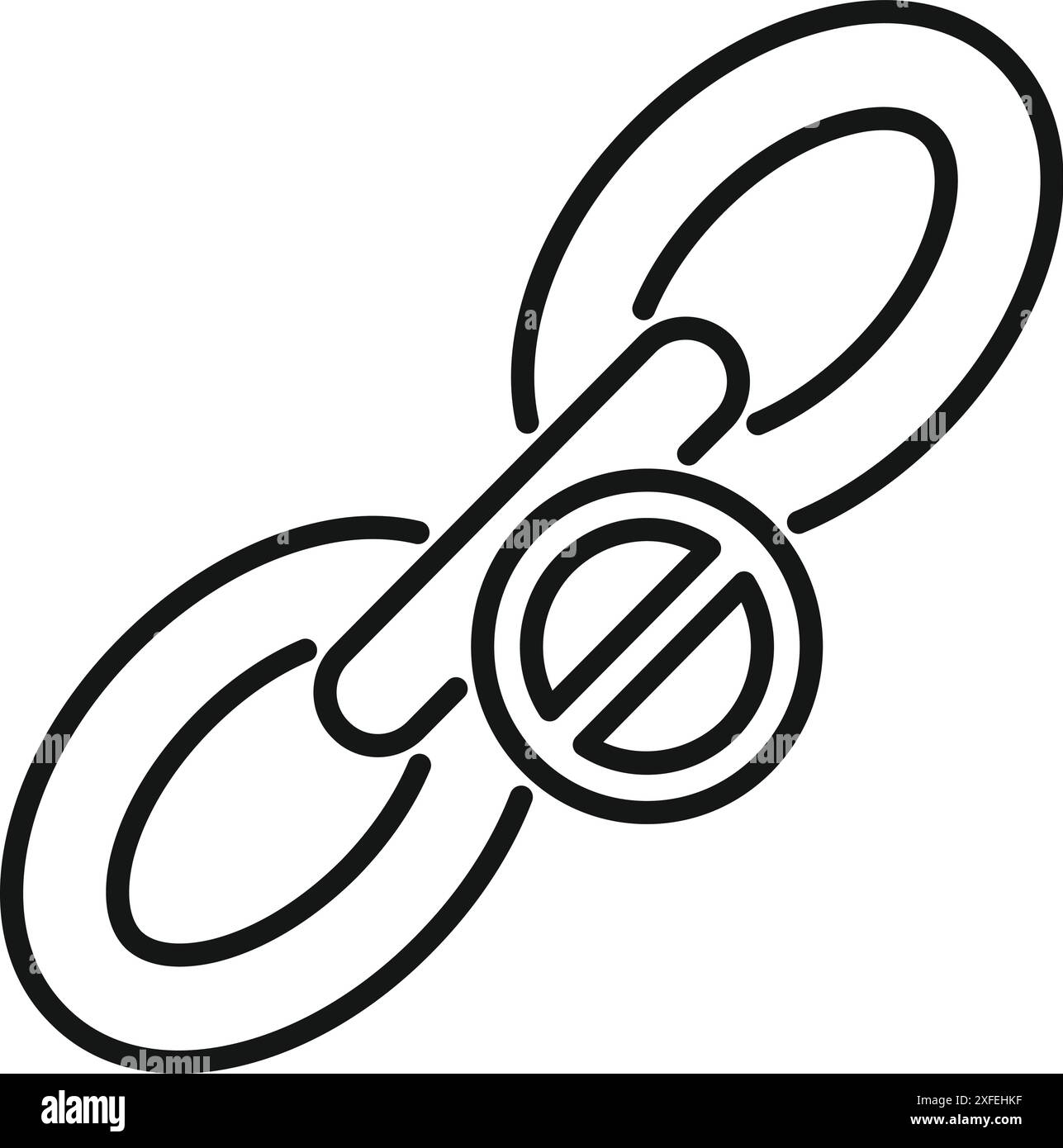 Simple line art illustration depicting a broken chain link, symbolizing ...