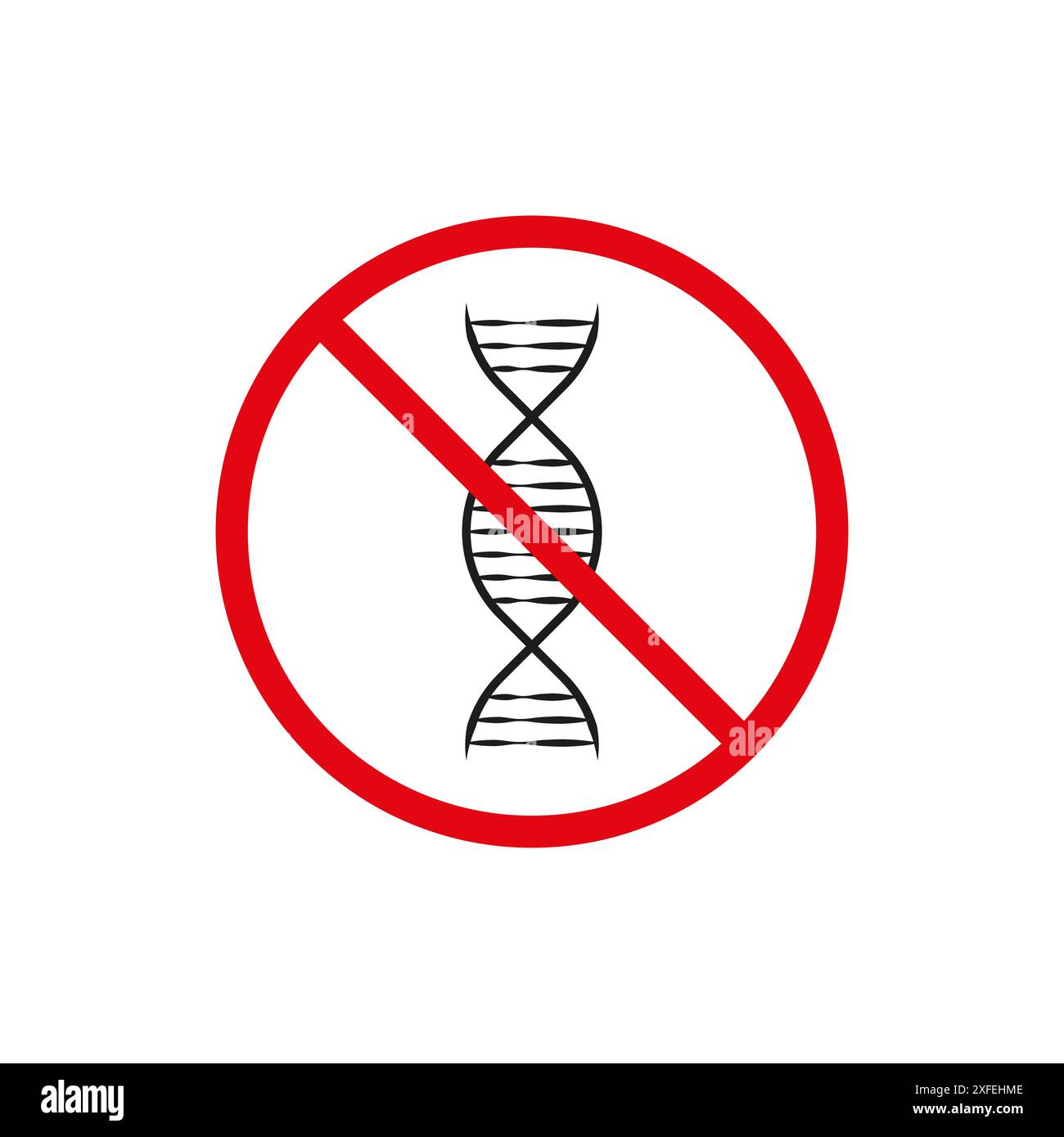 No DNA symbol. Red prohibition icon. Genetic modification ban. Simple ...