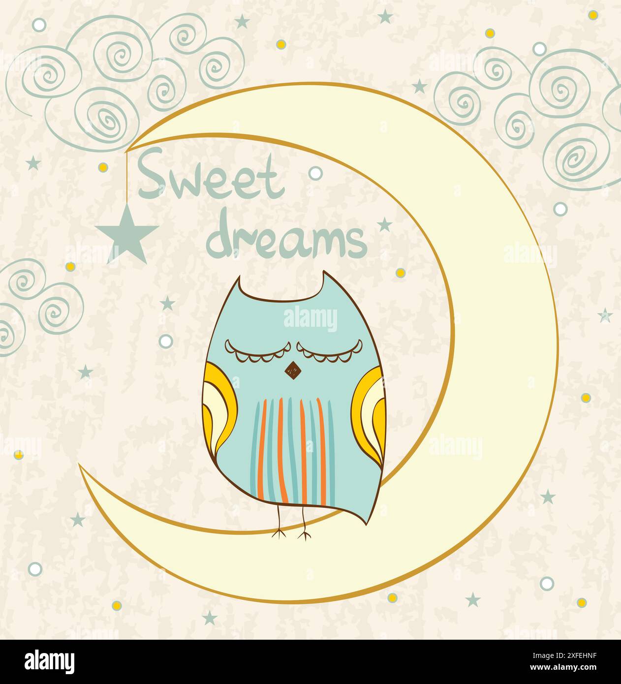 Cartoon Sleeping owl. Cute Hand Drawn illustration Stock Vector Image ...