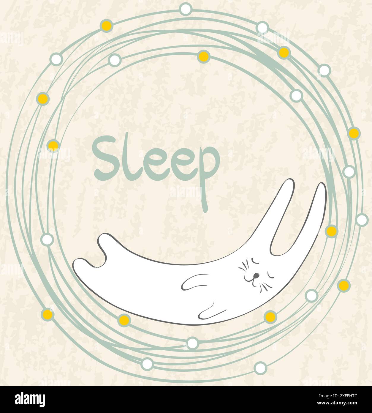 Cartoon Sleeping rabbit. Cute Hand Drawn illustration Stock Vector ...