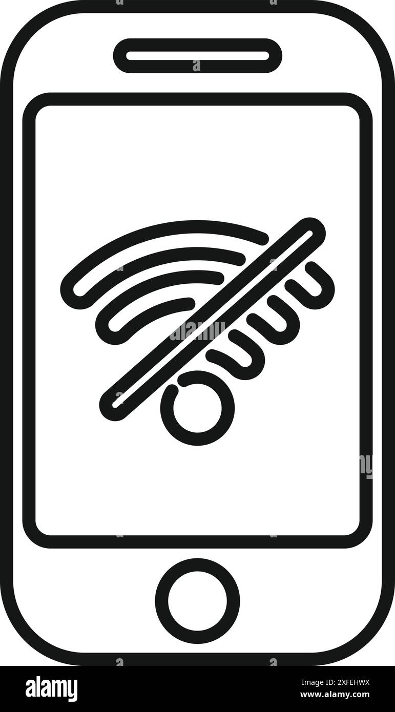 Outline icon of a smartphone showing a wifi signal disconnected icon Stock Vector Image & Art ...