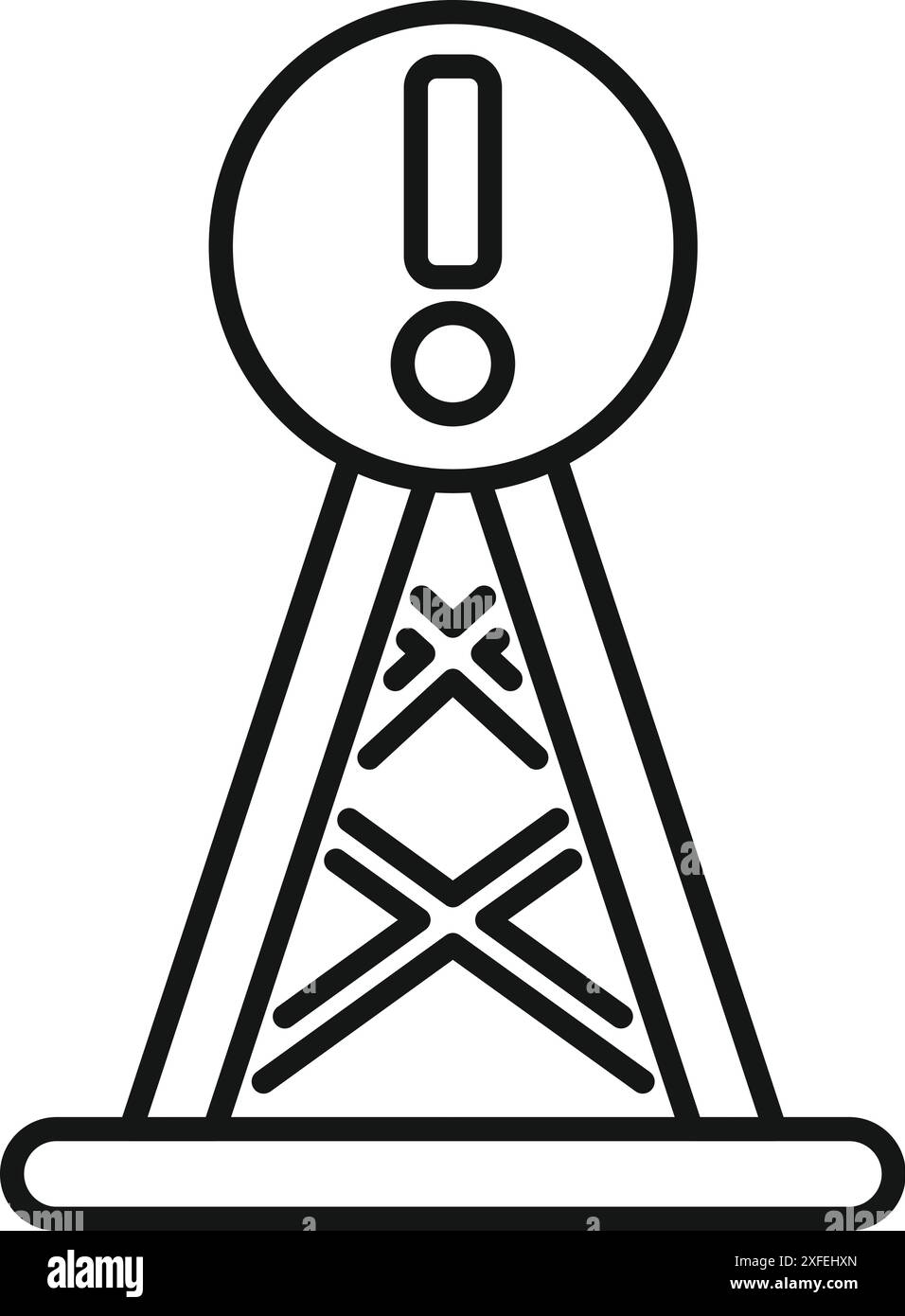 Black and white line drawing of a warning exclamation point sign ...