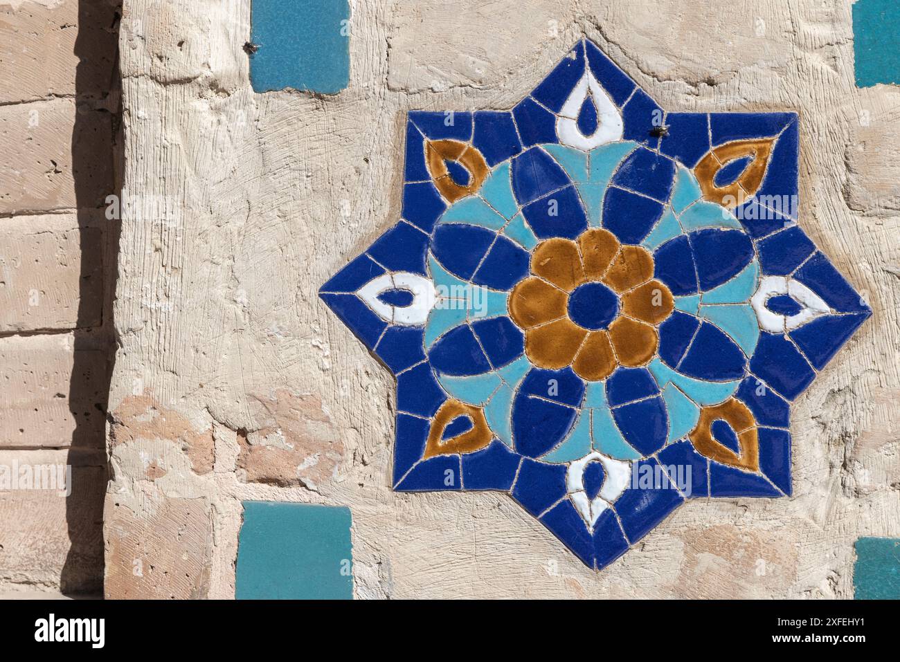 Ancient stone wall with Arabic pattern decoration, frontal view ...