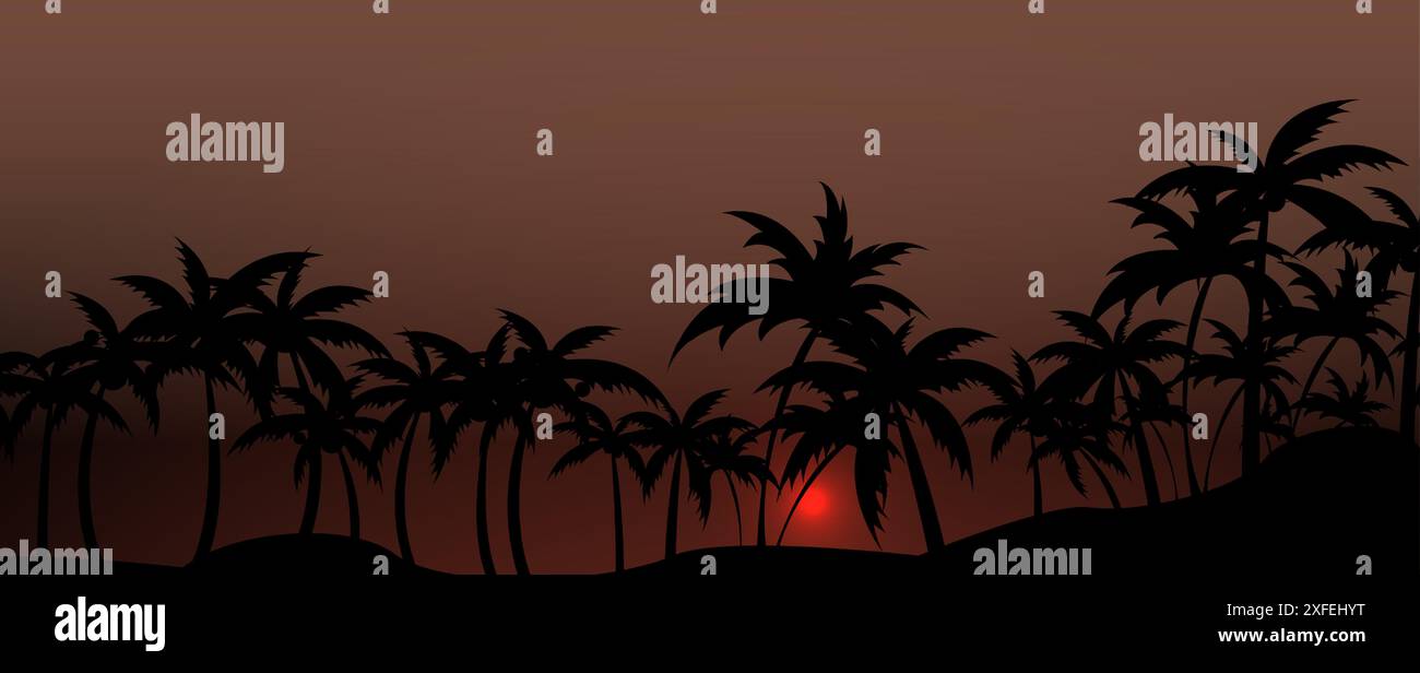 Abstract beach with palm trees and blue ocean Stock Vector Image & Art - Alamy