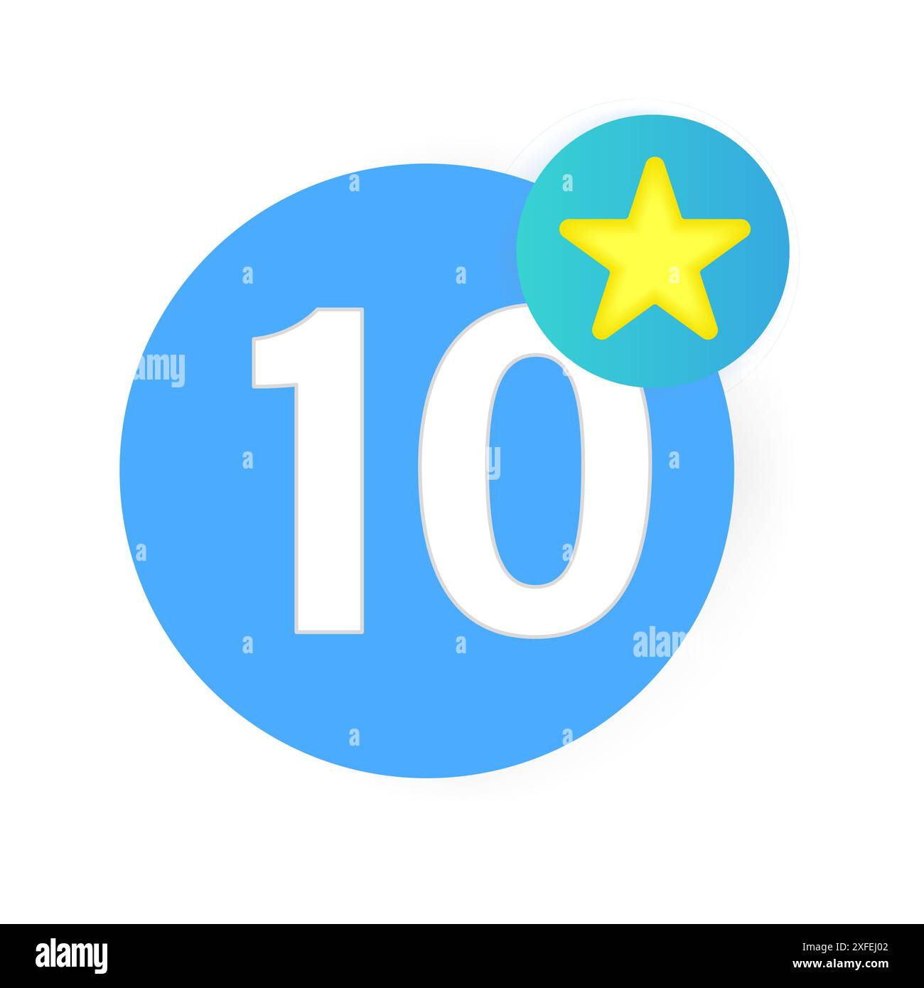 Number ten badge. Blue circle. Yellow star. Vector icon Stock Vector ...
