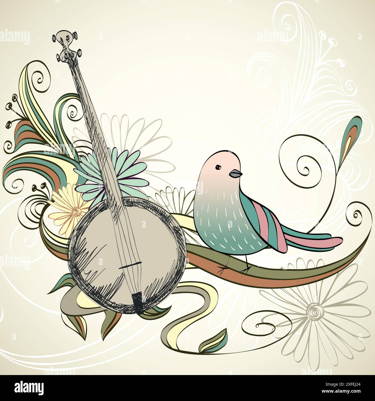 Hand drawn Banjo on a light background Stock Vector Image & Art - Alamy