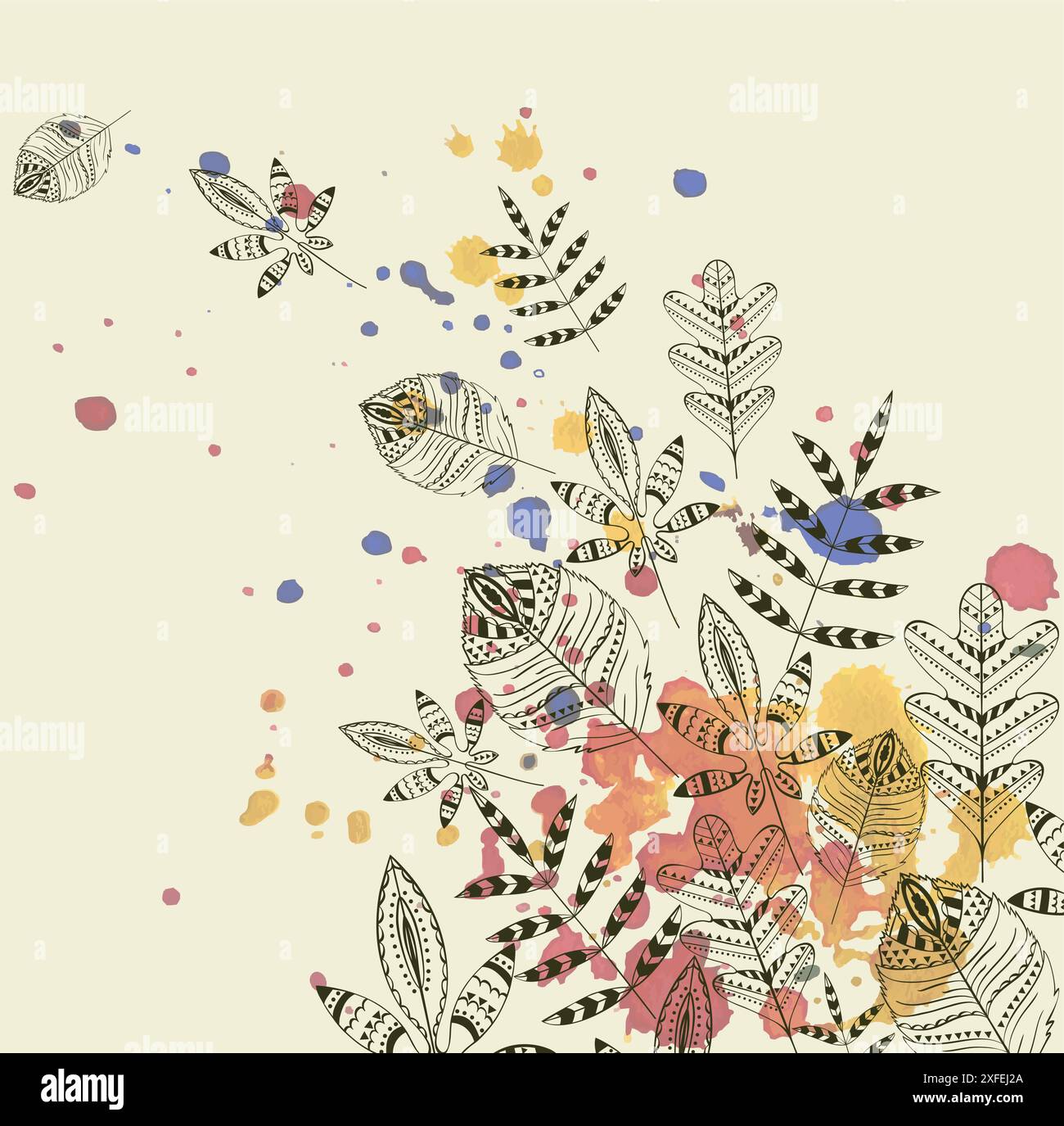 abstract autumn leaves. Hand drawn vector illustration Stock Vector ...
