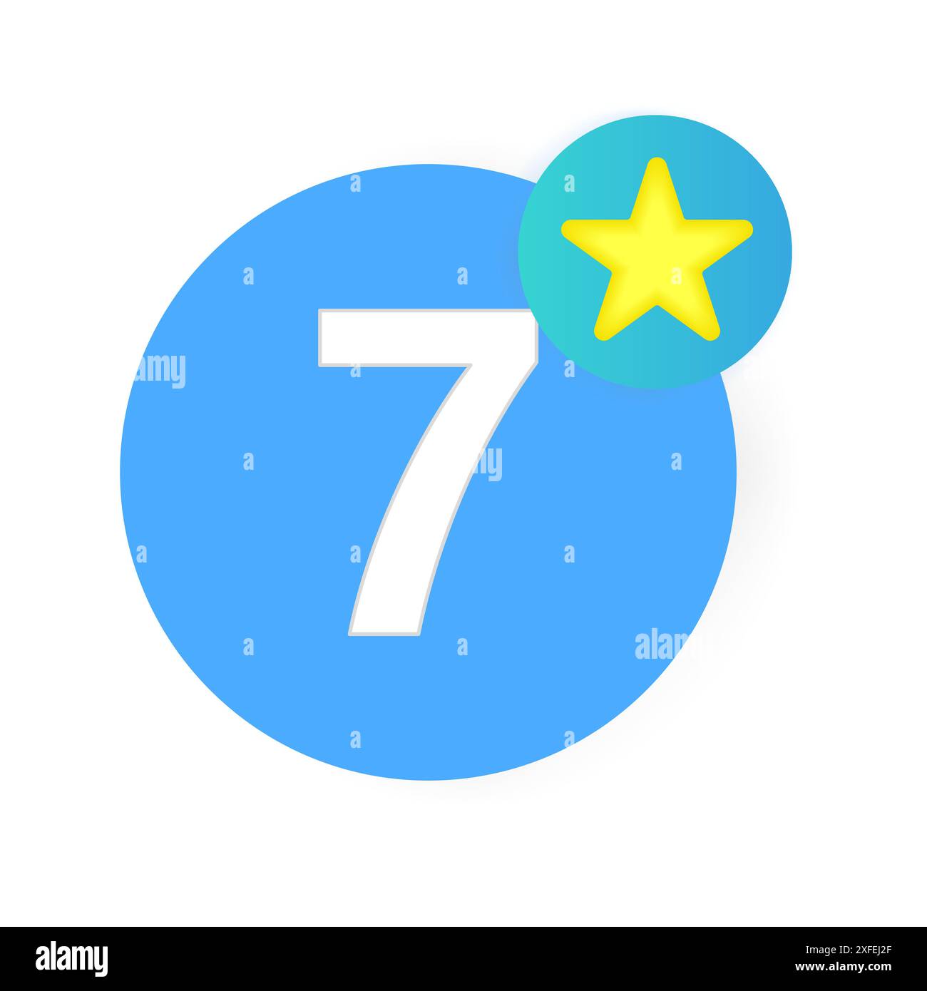 Number seven icon. Yellow star badge. Bright blue circle. Vector symbol Stock Vector Image & Art ...