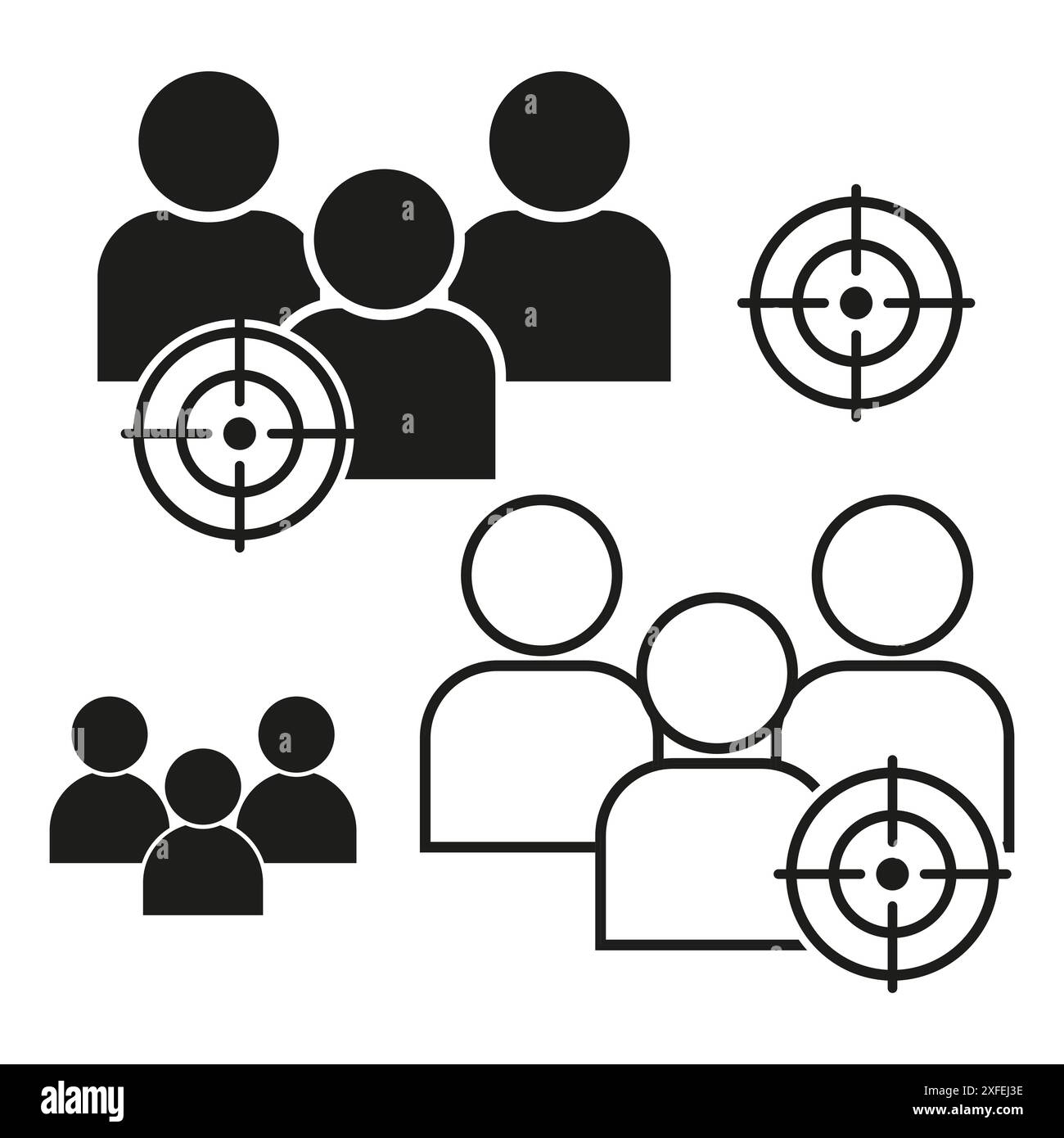 Target audience vector. Black and white. Group with target icon. Simple ...