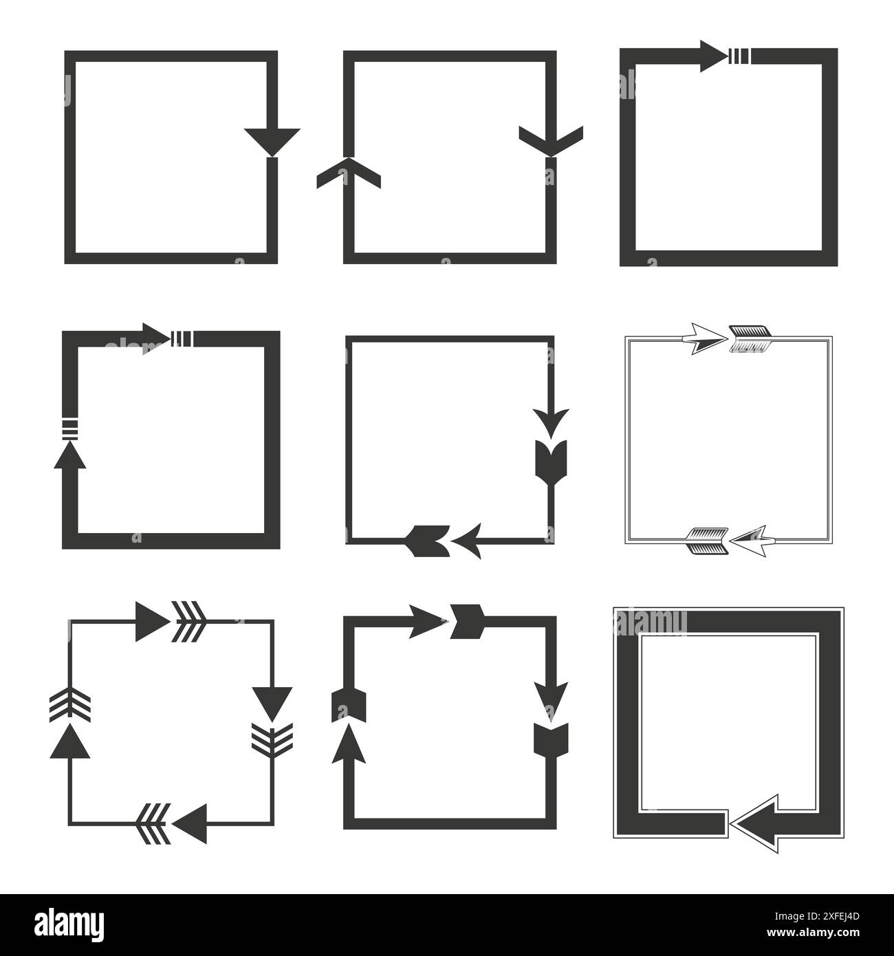 Arrow border frames. Minimalist square design. Vector illustration ...