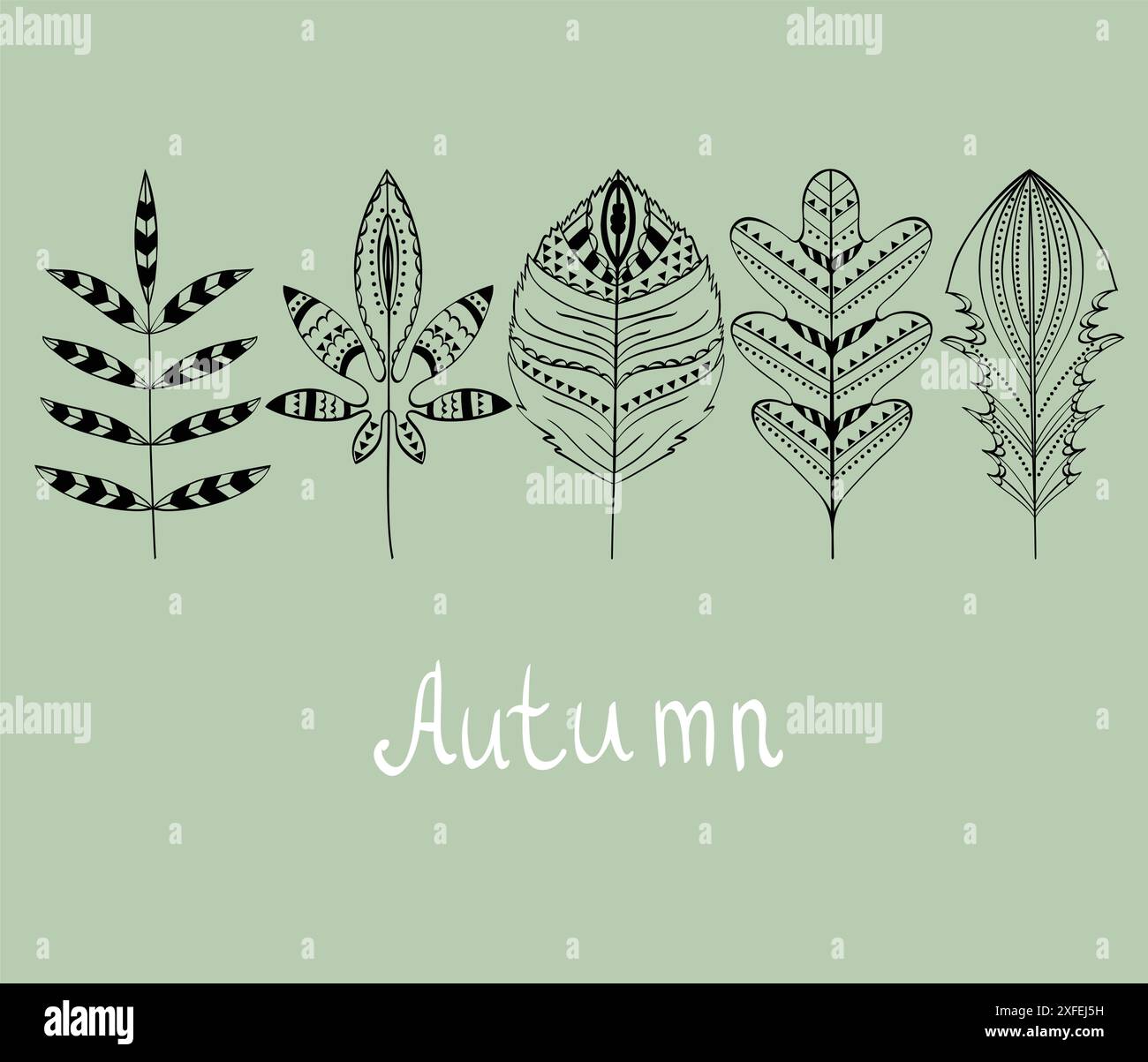 abstract autumn leaves. Hand drawn vector illustration Stock Vector ...