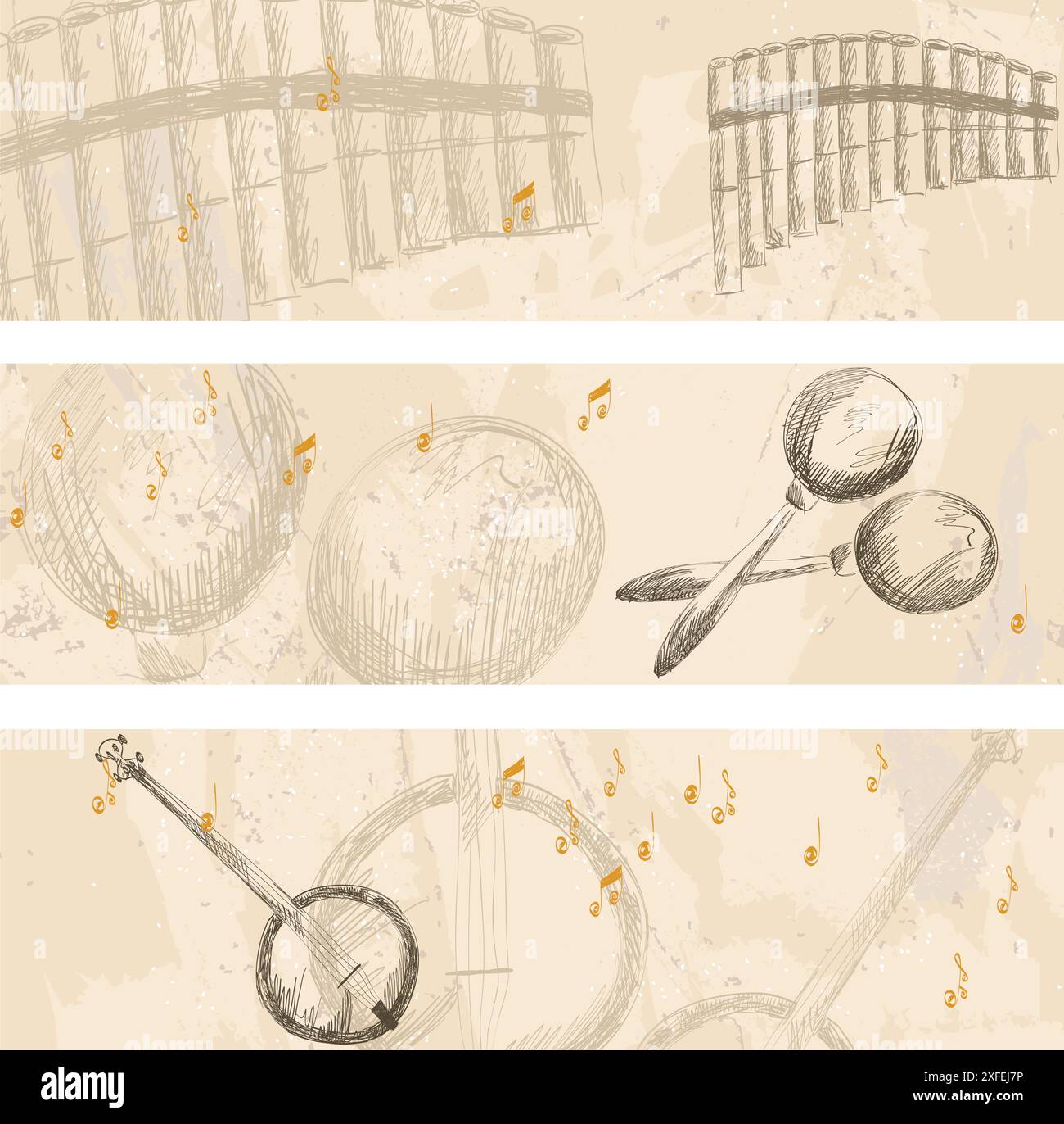 Vector musical banners. Musical instruments on a light background Stock ...