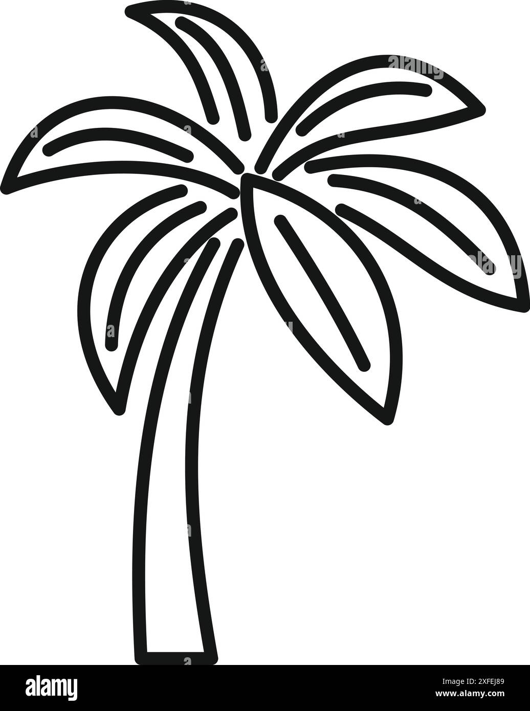 Simple line art icon of a palm tree, perfect for representing tropical ...