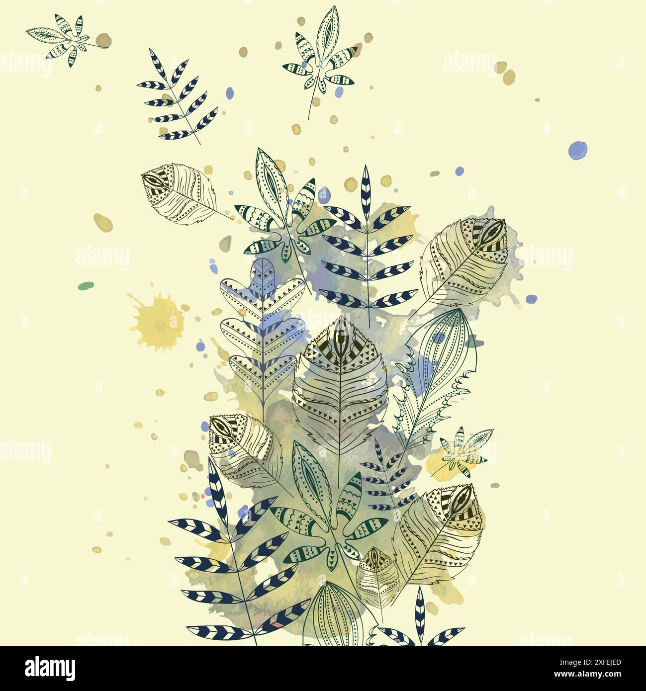abstract autumn leaves. Hand drawn vector illustration Stock Vector ...
