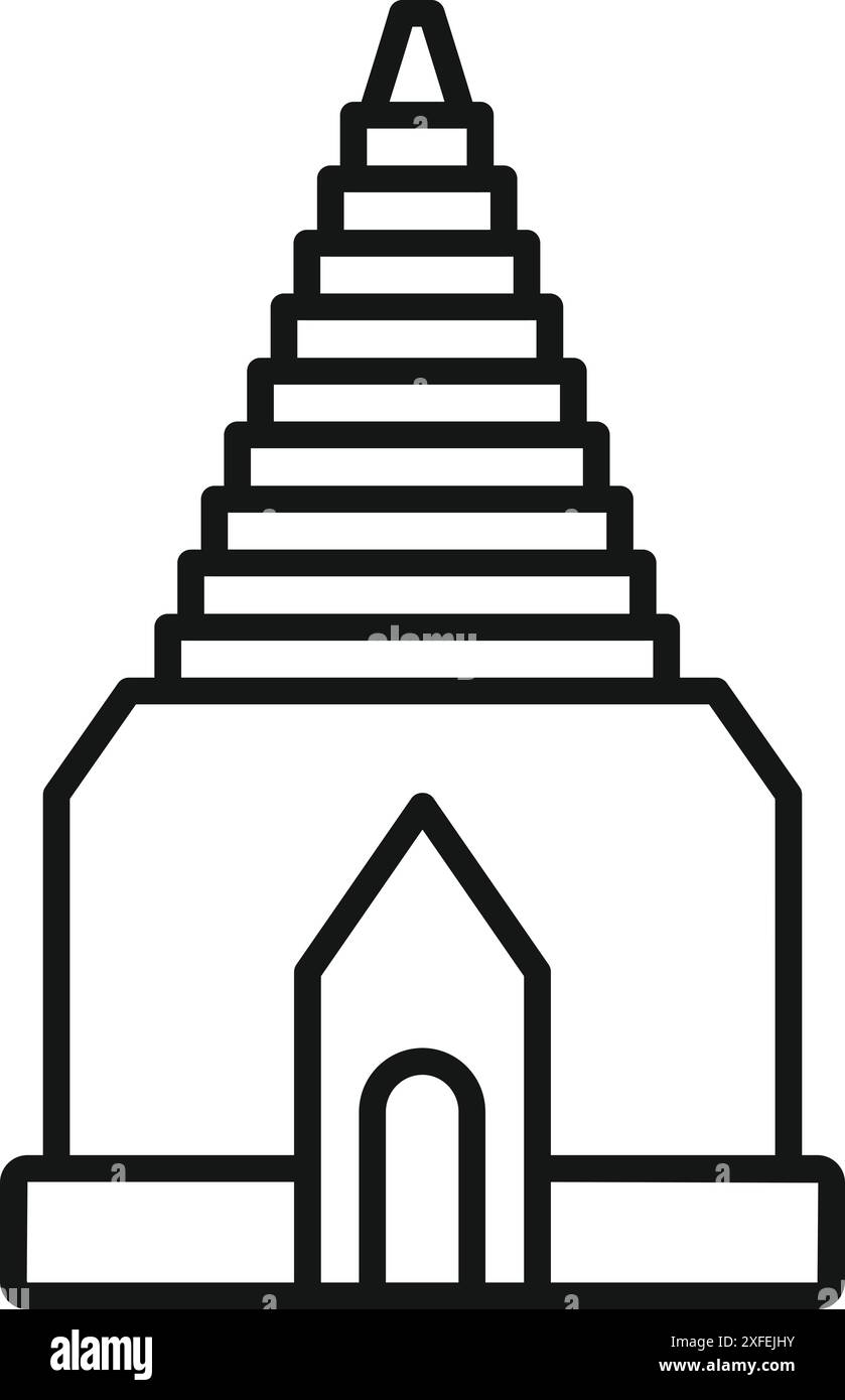 Line art icon of a buddhist temple representing asian culture and ...
