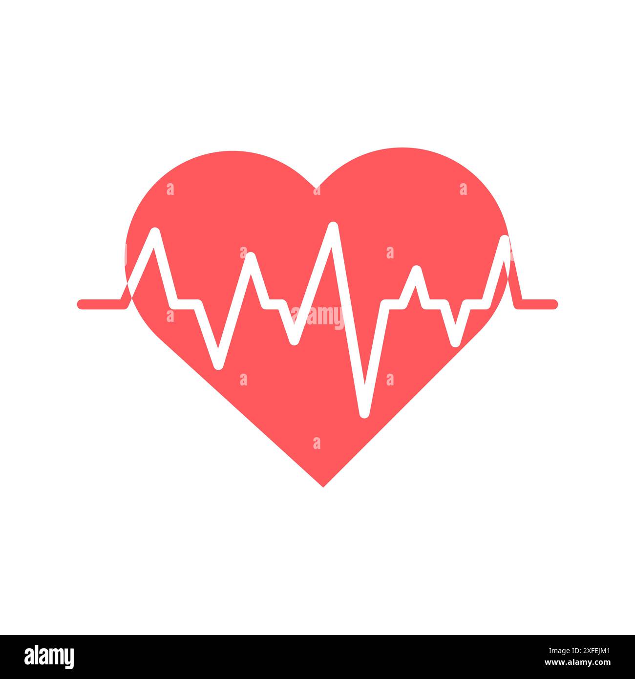 Red heart icon. White heartbeat line. Medical health symbol. Vector ...