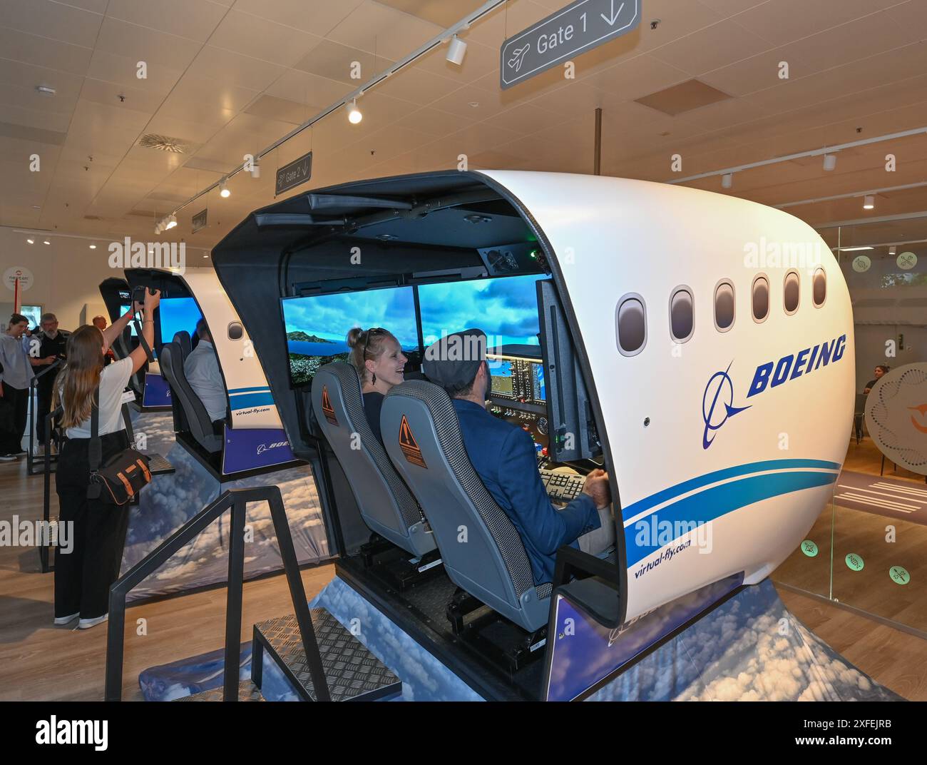 01 July 2024, Brandenburg, Cottbus: Full-motion flight simulators at ...