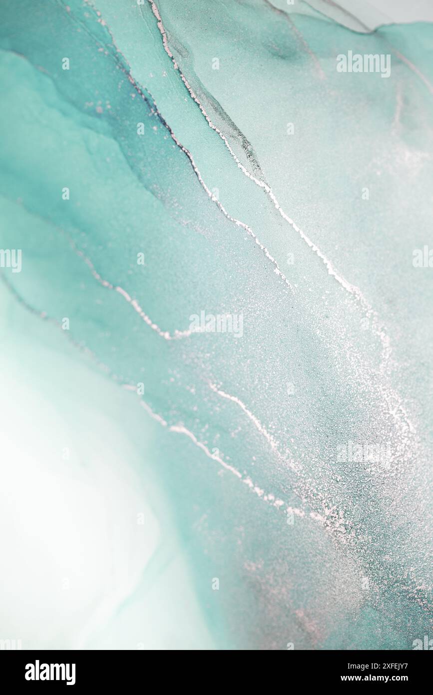 Silver Streaks in Mint Abstract Art Stock Photo - Alamy