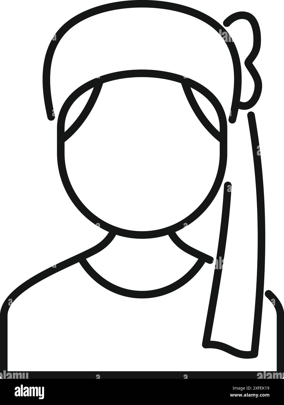 Line drawing of a young woman wearing traditional clothes and headscarf ...