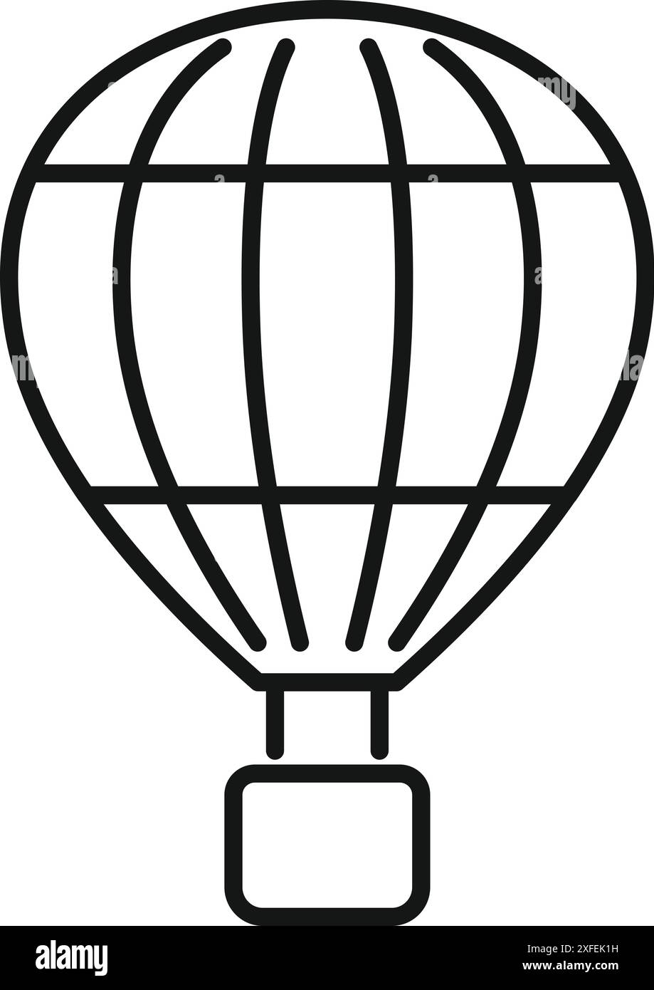 Simple black and white line art illustration of a hot air balloon for ...