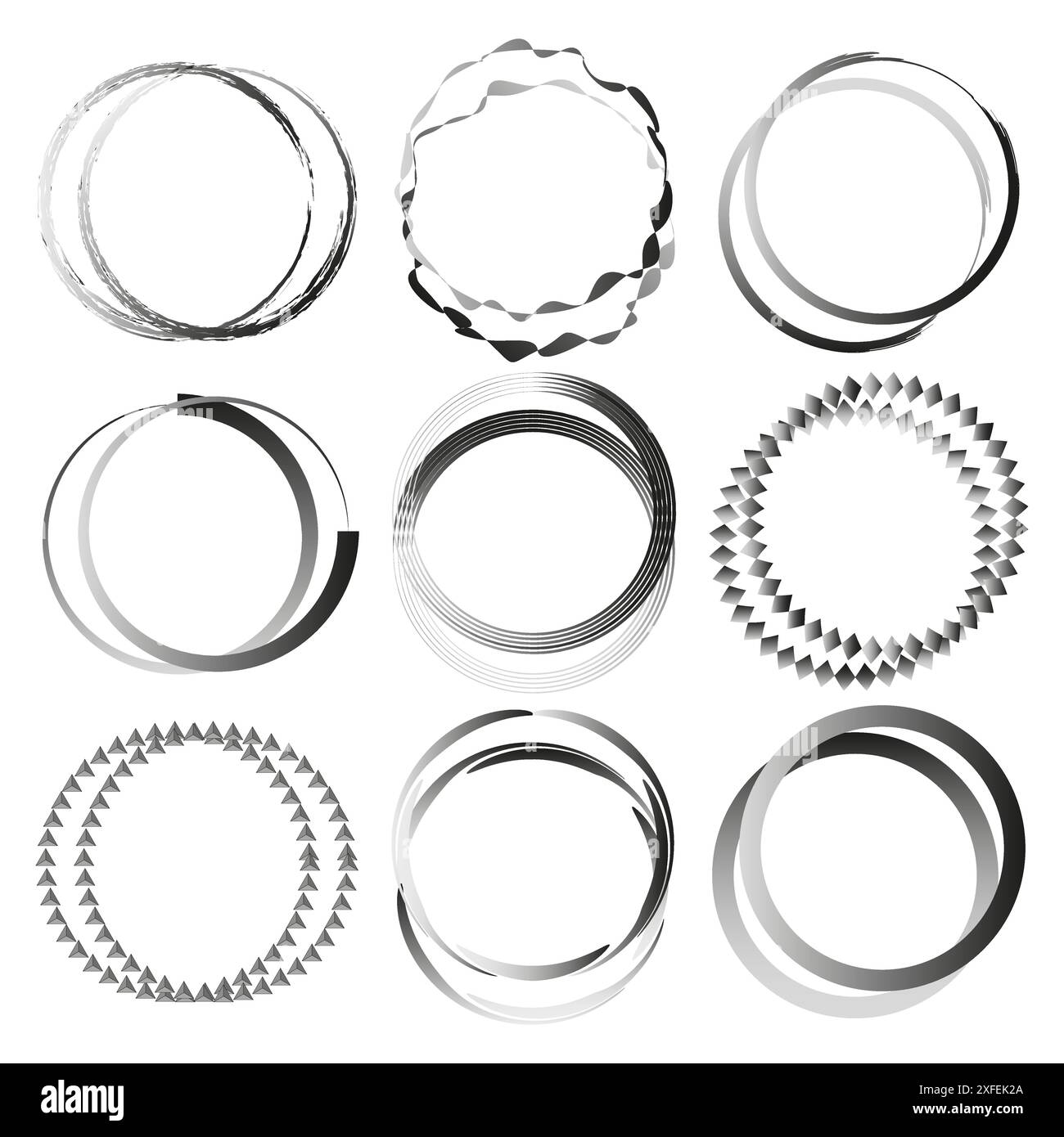 Abstract circle frames. Black vector set. Geometric round borders ...