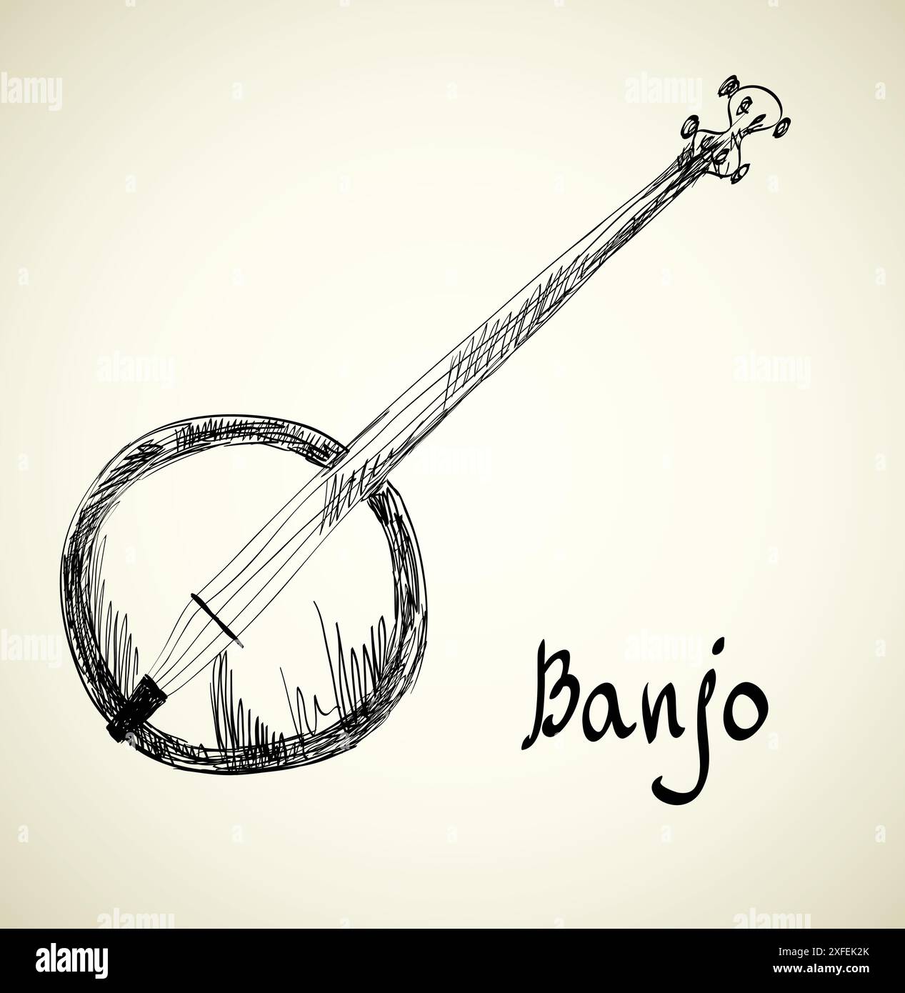 Hand drawn Banjo on a light background Stock Vector Image & Art - Alamy