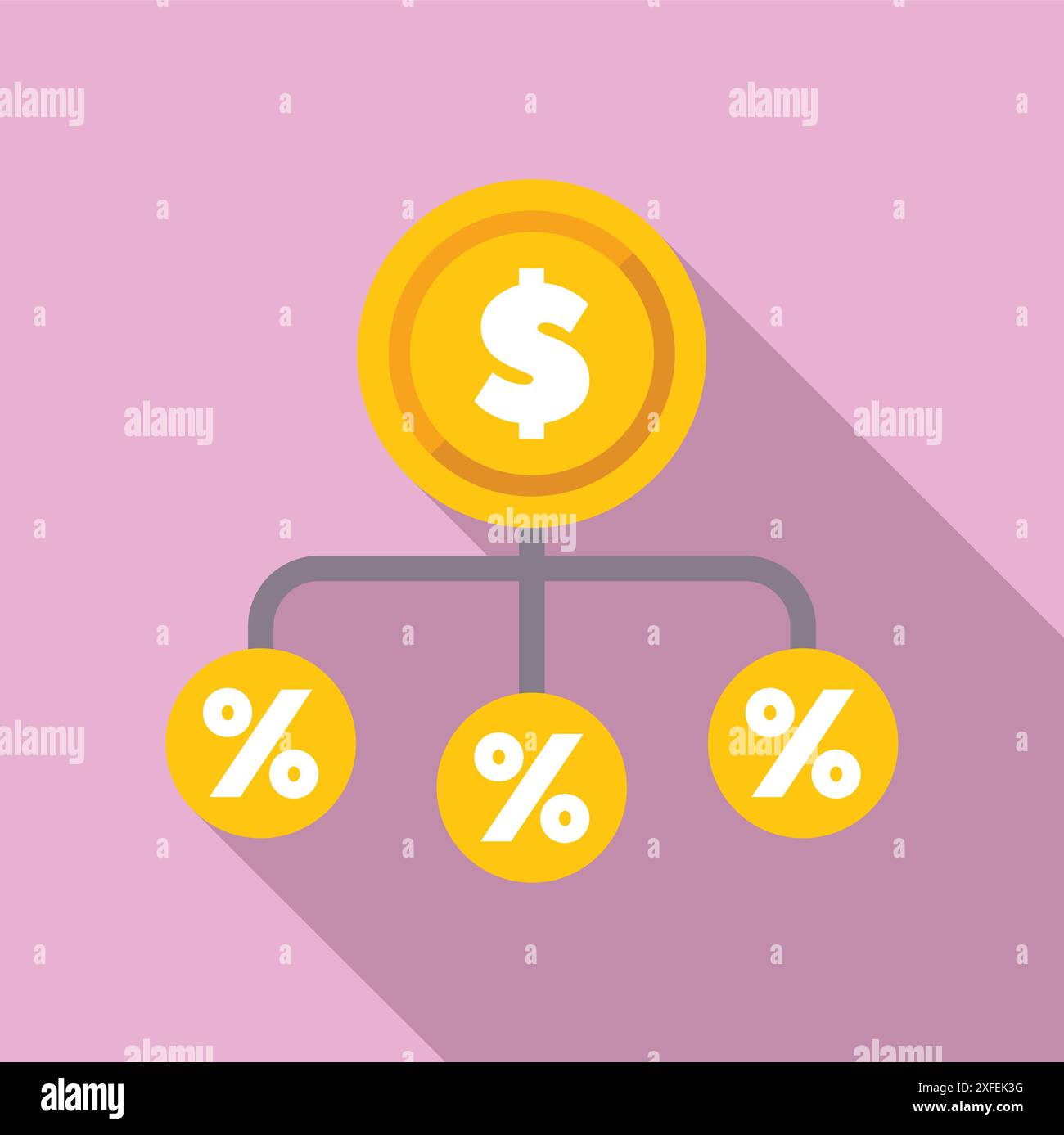 Money distribution system with percentage symbol showing financial ...