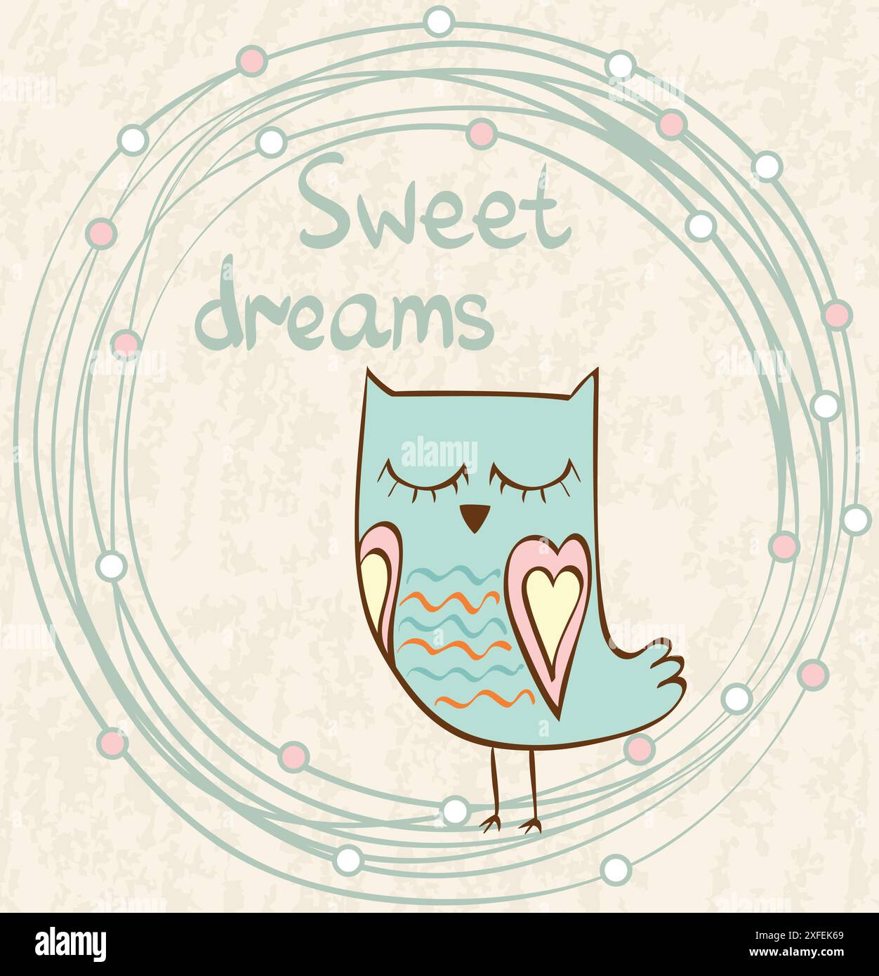 Cartoon Sleeping owl. Cute Hand Drawn illustration Stock Vector Image ...