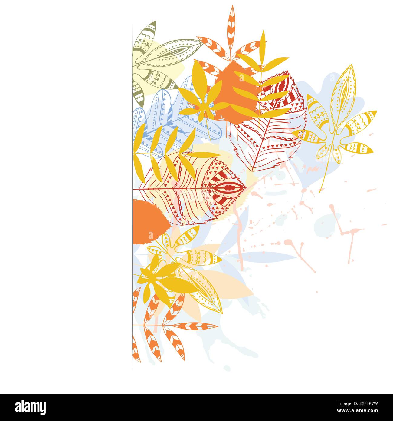 abstract autumn leaves. Hand drawn vector illustration Stock Vector ...