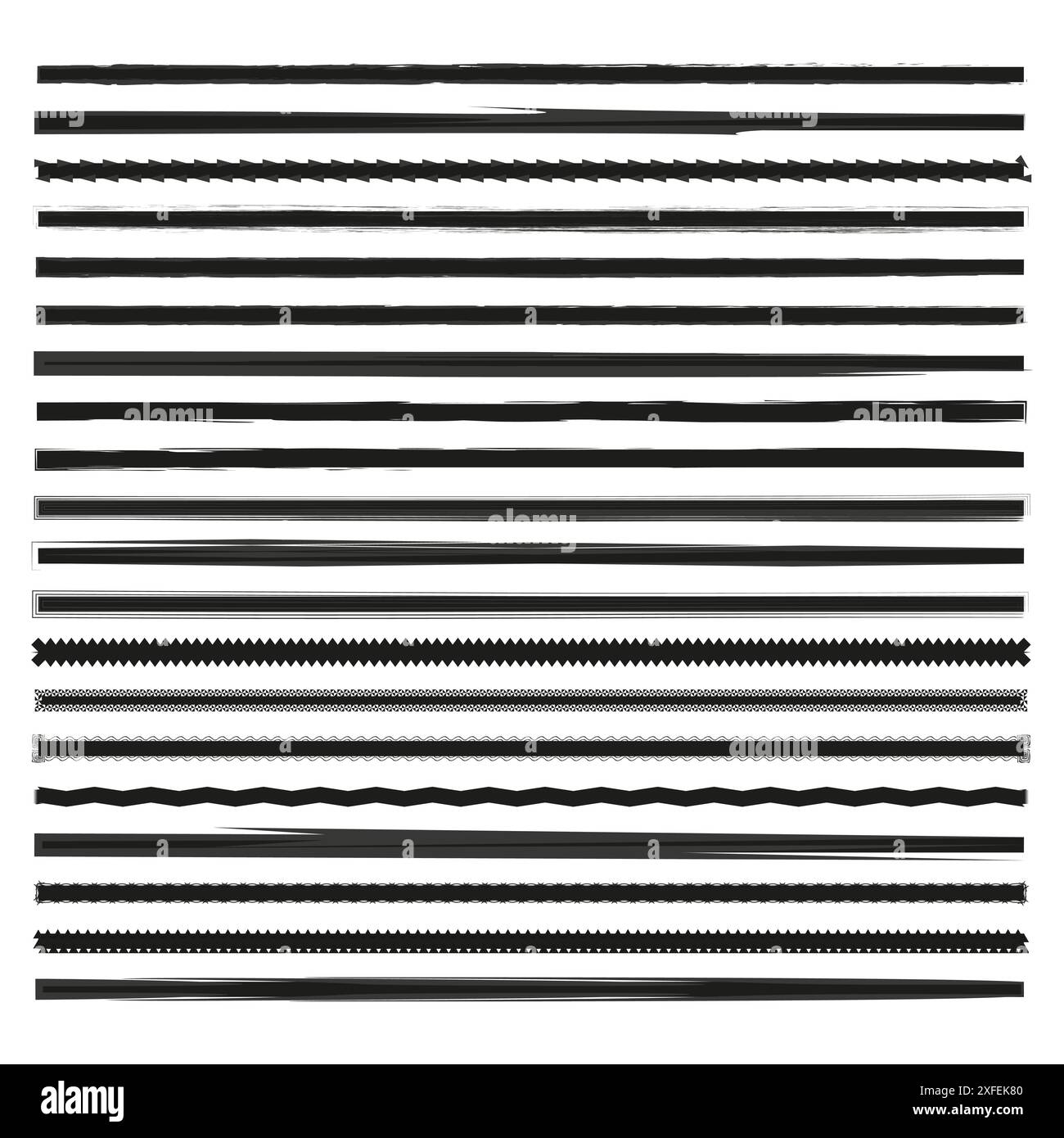 Different vector lines. Various black patterns. Horizontal decorative ...