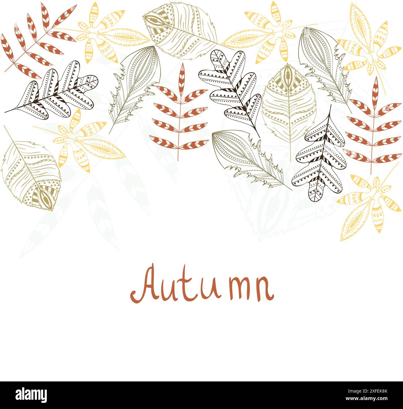 abstract autumn leaves. Hand drawn vector illustration Stock Vector ...