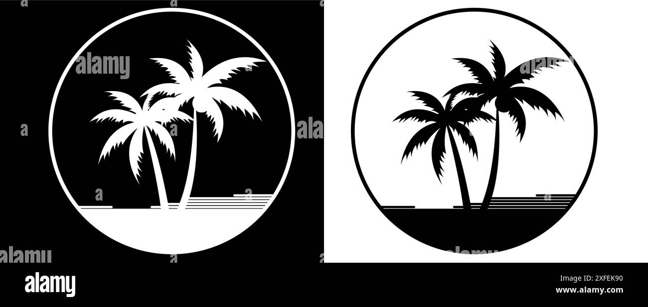 Abstract beach with palm trees and blue ocean Stock Vector Image & Art - Alamy