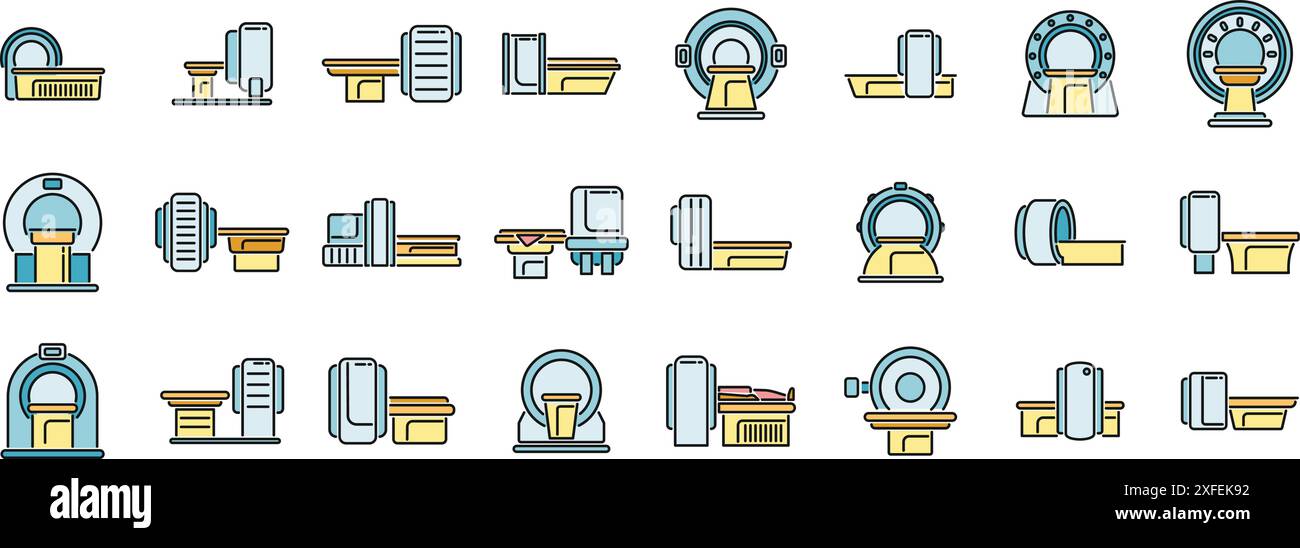 Magnetic resonance tomography icons set outline vector. Ct scan ...
