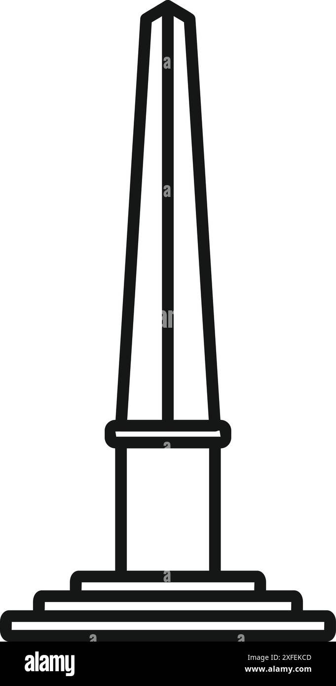 Simple line drawing of a tall obelisk standing on a pedestal, evoking ...