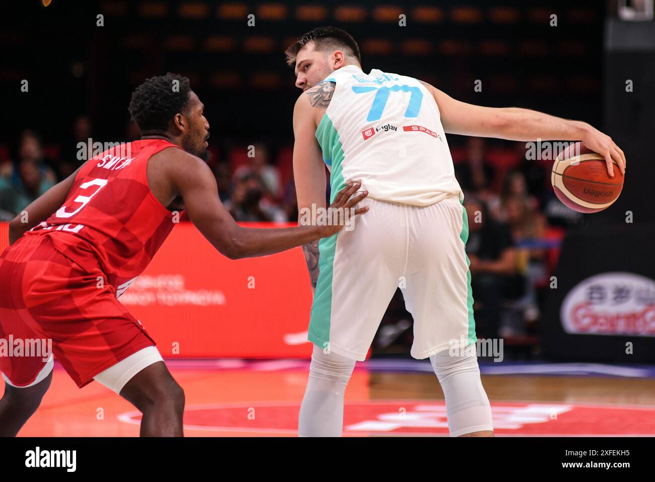 Luka Doncic (Slovenia), Jaleen Smith (Croatia). FIBA Olympic Qualifying ...
