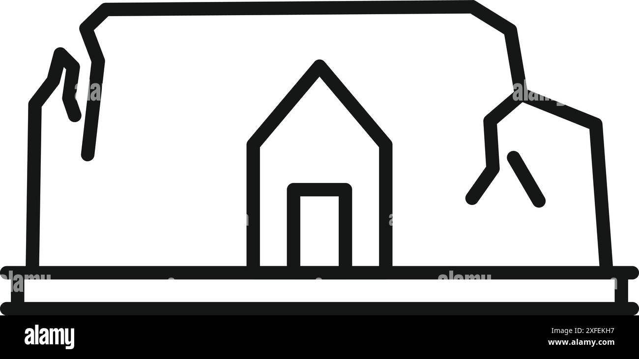 Line drawing of a house being demolished by a demolition crane Stock ...