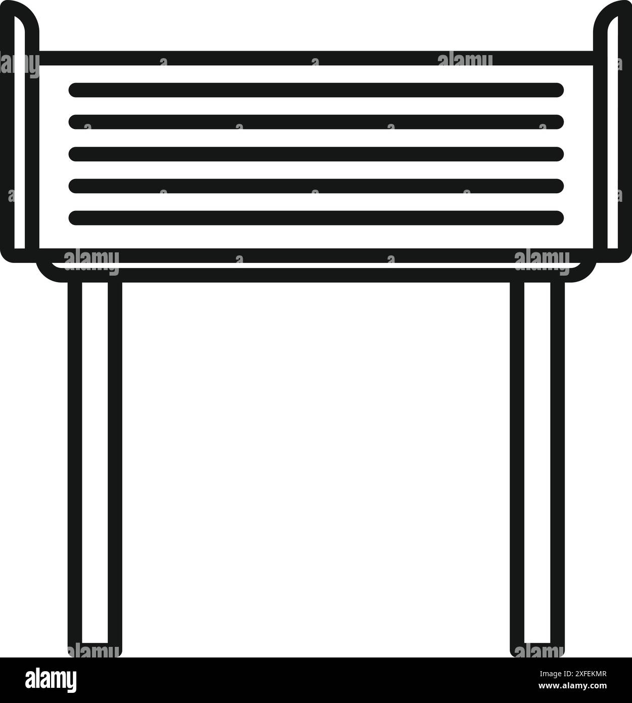 Simple street bench standing on white background icon in outline style ...