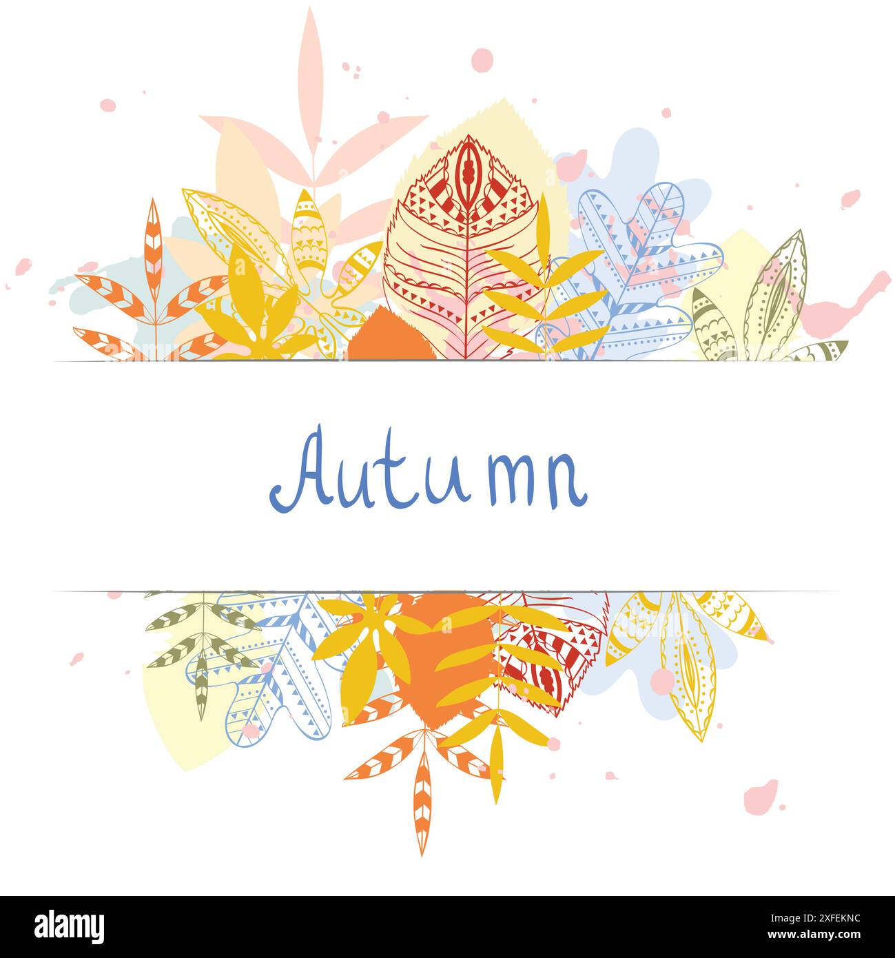 abstract autumn leaves. Hand drawn vector illustration Stock Vector ...