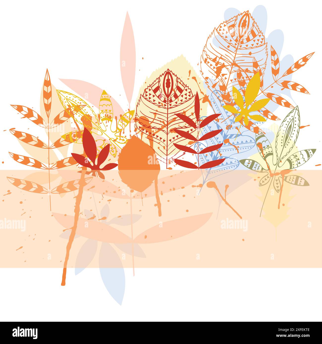 abstract autumn leaves. Hand drawn vector illustration Stock Vector ...