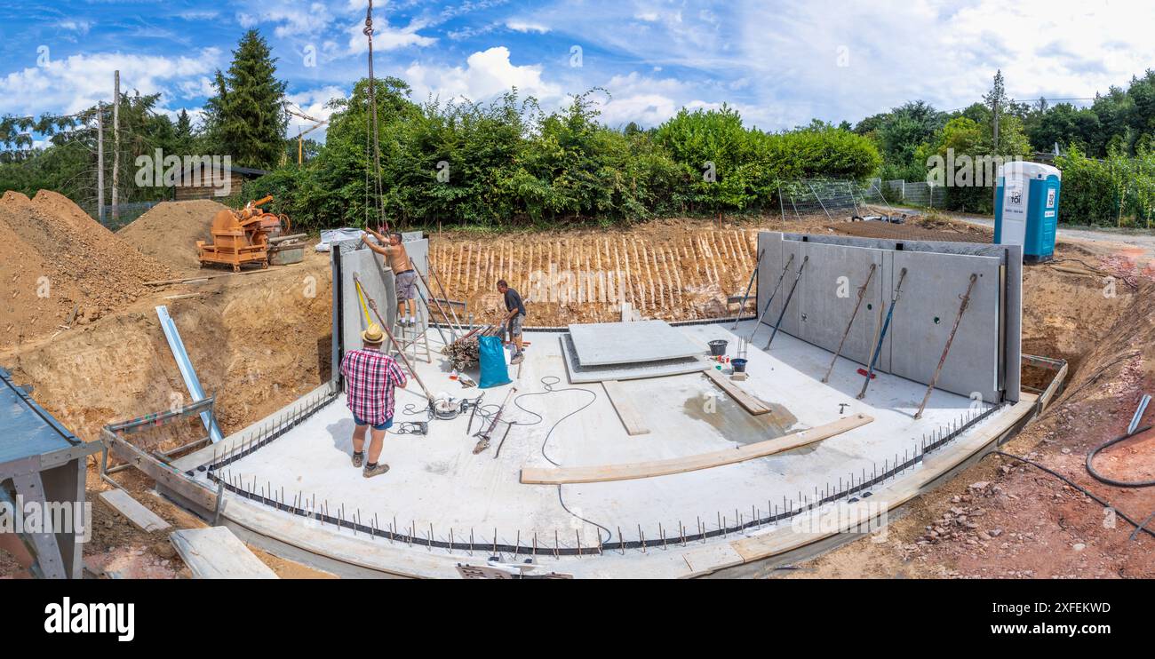 Fischbach, Germany - July 28, 2020: worker at the construction site ...